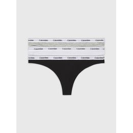 Tanga "3 PACK THONG (LOW-RISE)", Damen, Gr. XL (42/44), 3 Stk., schwarz-wei&szlig; (schwarz, wei&szlig;, grau heather), Jersey, Obermaterial: 90% Baumwolle, 10% Elasthan, Calvin Klein Underwear, unifarben, k&ouml;rpernah, Unterhosen Tanga, String low waist mit Logobund