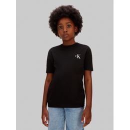 T-Shirt Calvin Klein Jeans "MONO LOGO T-SHIRT", M&auml;dchen, Gr. 8 (128), schwarz, Single Jersey, Obermaterial: 100% Baumwolle, unifarben, regular fit normal, Rundhals, eingesetzt abgesteppte Kante, Shirts T-Shirt, Regular fit f&uuml;r Kinder, mit Logoschriftzug