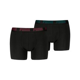 Boxershorts Puma "Puma MEN EVERYDAY BASIC BOXERS 2P", Damen, Gr. L, gr&uuml;n (schwarz, burgundy, gr&uuml;n), Single Jersey, Obermaterial: 95% Baumwolle, 5% Elasthan, k&ouml;rpernah, Unterhosen, mit Logobund
