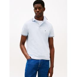 Poloshirt Tommy Hilfiger "TOMMY TIPPED SLIM POLO", Herren, Gr. XXL, breezy blau, Obermaterial: 96% Baumwolle, 4% Elasthan, schmal, Rippb&uuml;ndchen, Shirts