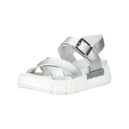 Plateausandaletten Nero Giardini "Nero Giardini Sandalen Leder", Damen, Gr. 39, silber, Leder, Schuhe