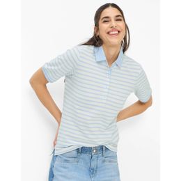 Poloshirt Brax "Style CLEO", Damen, Gr. 44, bleu, 97% Baumwolle, 3% Elasthan, Shirts