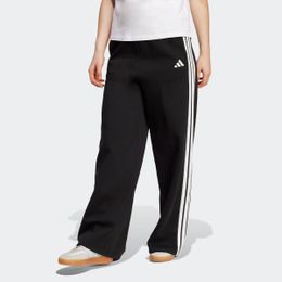 Sporthose adidas Sportswear "ADIDAS 3-STREIFEN WIDE", Damen, Gr. M, N-Gr, schwarz (schwarz, normal, gr.), Obermaterial: 55% Baumwolle, 36% Polyester, 9% Viskose, Hosen Sporthose, weite Beinform, sportlicher Stil, ohne Verschluss