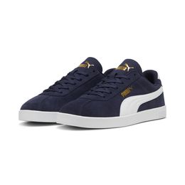 Sneaker Puma "CLUB II", Damen, Gr. 42,5, blau (Puma navy, Puma wei&szlig;, Puma gold), Leder, unifarben, Schuhe Sneaker, aus Leder, mit Schn&uuml;rverschluss, mit profiliertem Laufsohlenprofil