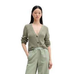 Marc O'Polo Cardigan MARC O'POLO "aus B&auml;ndchengarn", Damen, Gr. XL, fresh sage, Obermaterial: 70% Baumwolle, 30% Polyester, unifarben, slim fit, V-Ausschnitt, Strickjacken