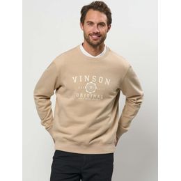 Rundhalspullover VINSON "VINSON Pullover VMToke", Herren, Gr. XL, humus, Obermaterial: 80% Baumwolle, 20% Polyester, Pullover Rundhalspullover