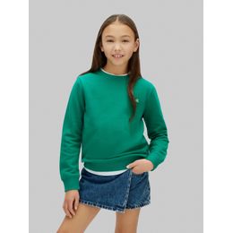 Sweatshirt Calvin Klein Jeans "MINI BADGE", M&auml;dchen, Gr. 10 (140), lush meadow, Sweatware, Obermaterial: 100% Baumwolle, unifarben, regular fit normal, Rundhals, eingesetzt Rippb&uuml;ndchen, Sweatshirts Sweatshirt, Regular fit f&uuml;r Kinder