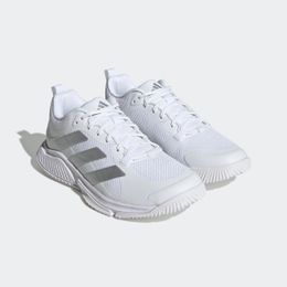 Hallenschuh adidas Performance "COURT TEAM BOUNCE 2.0", Damen, Gr. 43, wei&szlig; (cloud wei&szlig;, silber metallic, grau one), Synthetik, Textil, Schuhe Hallenschuh, Volleyballschuh