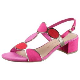Sandalette Marco Tozzi, Damen, Gr. 41, pink (pink kombiniert), Lederimitat, Textil, Schuhe Sandalette, Blockabsatz, Sommerschuh, Riemchensandale mit verstellbarer Schnalle
