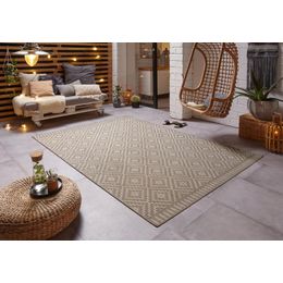 Teppich "Breeze" Gr. 4, grau (taupe, creme), B:160cm H:8mm L:230cm, Kunstfaser, freundin Home Collection, Teppiche, Teppich, In-& Outdoor, Wetterfest, Balkon, Garten, Wohnzimmer, Rauten