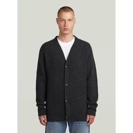 G-Star Raw Cardigan G-STAR "Essential Cardigan Knit", Herren, Gr. L, dk grau htr, Obermaterial: 70% Wolle, 25% Polyester, 5% Andere Materialien, Strickjacken