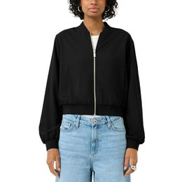 Bomberjacke QS, Damen, Gr. S (36), schwarz, Web, Obermaterial: 80% Polyester, 16% Viskose, 4% Elasthan, unifarben, l&auml;ssig geschnitten h&uuml;ftlang, Rundhals, elastischer Bund, Jacken Bomberjacke