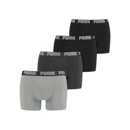 Boxershorts Puma "Puma MEN EVERYDAY BOXER 4P ECOM", Herren, Gr. L, schwarz (schwarz, grau), Jersey, Obermaterial: 95% Baumwolle, 5% Elasthan, unifarben mit Farbeinsatz, eng, Unterhosen, mit breitem Logo-Webbund
