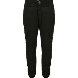 Stoffhose Urban Classics "Urban Classics Herren Boys Cargo Jogging Pants", M&auml;dchen, Gr. 134/140, Normalgr&ouml;&szlig;en, schwarz, 100% Baumwolle, unifarben, normal, Hosen Stoffhose