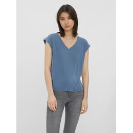 V&eacute;ro Moda V-Shirt VERO MODA "VMFILLI SS V-NECK TEE GA NOOS", Damen, Gr. S, blau (china blau), Jersey, Obermaterial: 70% Modal (TENCEL&trade;), 30% Polyester, unifarben, relaxed fit normal, V-Ausschnitt, Shirts, Materialmix, relaxed fit