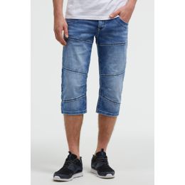Jeansshorts CAMP DAVID, Herren, Gr. 32, Kurz, blau wei&szlig; jogg, Sweatware, Material: 68% Baumwolle, 16% Polyester, 14% Lyocell, 2% Elasthan, Zusatz: Enth&auml;lt nichttextile Teile tierischen Ursprungs (Badge), unifarben, regular fit, Jeans Jeansshorts, mit Teilungsn&auml;hten