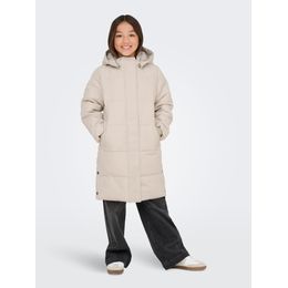 Steppmantel KIDS Only "KOGIRENE PUFFER COAT OTW NOOS", M&auml;dchen, Gr. 140, grau (pumice stone), Web, Obermaterial: 100% Polyester, unifarben, normal knielang, M&auml;ntel Steppmantel, mit seitlichen Druckkn&ouml;pfen
