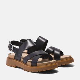 Sandale Timberland "Clairemont Way CROSS STRAP SANDAL", Damen, Gr. 36 (5,5), schwarz (blk full gra), Leder, Schuhe Sandale
