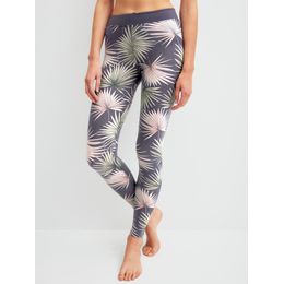Leggings Calida "Elastic Trend", Damen, Gr. L (48/50), N-Gr, graystone, Single Jersey, Obermaterial: 94% Baumwolle, 6% Elasthan, eng lang, Hosen Leggings, floraler Print, Baumwollmix, weicher elastischer Bund, bequem