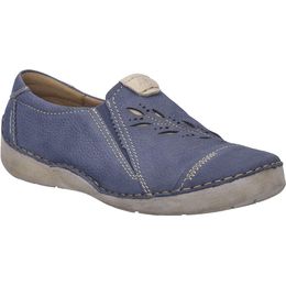 Slipper Josef Seibel "Fergey 42", Damen, Gr. 41, blau, Leder, gebl&uuml;mt, Schuhe Slipper, Slip-On Sneaker, Halbschuh, Schlupfschuh mit Gummiz&uuml;gen, G-Weite