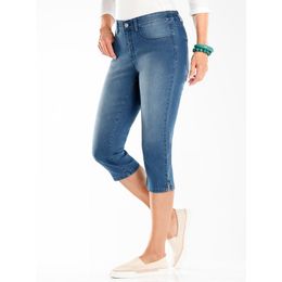 Caprijeans Classic Basics, Damen, Gr. 40, Normalgr&ouml;&szlig;en, blau (blau, bleached), 81% Baumwolle, 17% Polyester, 2% Elasthan, unifarben, knielang, Jeans