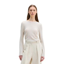 Marc O'Polo Strickpullover MARC O'POLO "aus edlem Viskose-Leinen-Mix", Damen, Gr. L, grau silk, Obermaterial: 73% Viskose, 14% Polyester, 13% Leinen, unifarben, U-Boot-Ausschnitt, Pullover Strickpullover