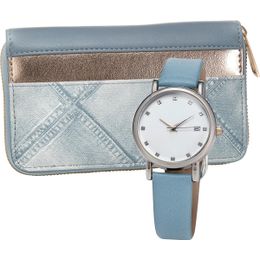 Damen Geldb&ouml;rse + Uhr bleu, Gr&ouml;&szlig;e 0