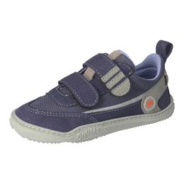 Barfu&szlig;schuh QNUFFS "Erle", Jungen, Gr. 30, ozean, nautic, Lederimitat, Textil, kontrastfarbene Details, Schuhe Barfu&szlig;schuh, Klettschuh, Sneaker mit Nullsprenung, Gr&ouml;&szlig;enschablone zum Download