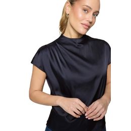Satinbluse Zero "Damen mit Kragen", Damen, Gr. 38, deep sky, Satin, Obermaterial: 96% Polyester, 4% Elasthan, gl&auml;nzend, figurbetont normal, eng, Blusen