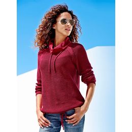 Rollkragenpullover Inspirationen "Pullover", Damen, Gr. 40, rot (himbeerrot), 100% Baumwolle, unifarben, figurumspielend, Pullover Rollkragenpullover