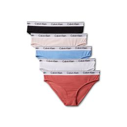 Brasilslip "5PK BIKINI", Kinder, Gr. 152/158, 5 Stk., 5er sortiert, Jersey, Obermaterial: 95% Baumwolle, 5% Elasthan, Calvin Klein Underwear, k&ouml;rpernah, Unterhosen, mit Logobund