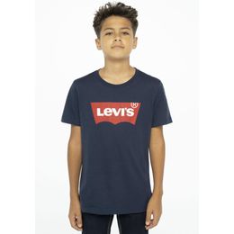 T-Shirt LEVI'S KIDS "LVB BATWING TEE", Jungen, Gr. 4/104, blau (marine), Single Jersey, Obermaterial: 100% Baumwolle, bedruckt, Basic schmal h&uuml;ftlang, Rundhals, gerader Abschluss, Shirts T-Shirt, for BOYS