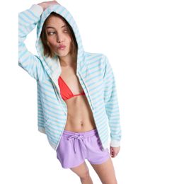 Roxy Damen Sweatshirt "Perfect Stripe"tanager turquoise small stripe, Gr. L, Obermaterial: 60% Walkfrottier, 40% Microfaser;, Sweatshirts