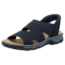 Sandale Rieker, Damen, Gr. 38, blau (nachtblau), Lederimitat, Textil, unifarben, Schuhe Sandale, Trekkingsandale, Outdoorsandale, Sommerschuh mit Elastik-Einschlupf