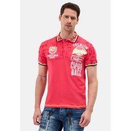 Cipo & Baxx Poloshirt CIPO & BAXX, Herren, Gr. L, fuchia, Jersey, Obermaterial: 95% Baumwolle, 5% Elasthan, bedruckt, unifarben, regular fit normal, Rundhals, Shirts