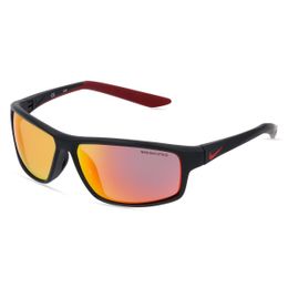Nike RABID 22 M DV2153 | Unisex-Sonnenbrille | Fassung: Vollrand, Quadratisch, Kunststoff, Schwarz Matt | Glasfarbe: Orange