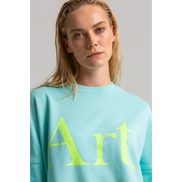 Sweater SENSES.THE LABEL, Damen, Gr. M/L, crystal aqua, Sweatware, Material: 60% Baumwolle, 40% Polyester, unifarben, oversize normal, Rundhals, eingesetzt Rippb&uuml;ndchen, Sweatshirts Sweater, mit Seitenschlitze