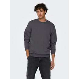 Only & Sons Sweatshirt ONLY & SONS "ONSCERES CREW NECK NOOS", Herren, Gr. M, grau (grau pinstripe), angeraute Sweatware, Obermaterial: 57% Baumwolle, 43% Polyester, unifarben, regular fit normal, Rundhals, Rippb&uuml;ndchen, Sweatshirts Sweatshirt, Baumwollmischung, regular fit