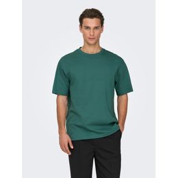 Only & Sons Rundhalsshirt ONLY & SONS "ONSFRED RLX SS TEE", Herren, Gr. M, mallard gr&uuml;n, Single Jersey, Obermaterial: 100% Baumwolle, unifarben, relaxed fit normal, Rundhals, Shirts Rundhalsshirt, Baumwolle, relaxed fit