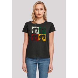 T-Shirt F4NT4STIC "Bob Marley Colour Blocks Two Sleeves Reggae Music", Damen, Gr. M, schwarz, Obermaterial: 100% Baumwolle, oversize, Rundhals, ohne B&uuml;ndchen, Shirts T-Shirt, Premium Qualit&auml;t