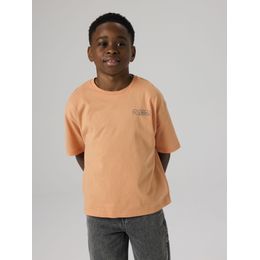 T-Shirt name it "NKMBLEZE SS RLX TOP PS NOOS", Jungen, Gr. 116, shell coral, Jersey, Obermaterial: 100% Baumwolle, bedruckt, unifarben, h&uuml;ftlang, Rundhals, Shirts T-Shirt
