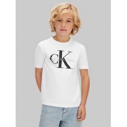 T-Shirt Calvin Klein Jeans "MONO LOGO T-SHIRT", M&auml;dchen, Gr. 8 (128), wei&szlig;, Single Jersey, Obermaterial: 100% Baumwolle, unifarben, regular fit normal, Rundhals, eingesetzt abgesteppte Kante, Shirts T-Shirt, Regular fit f&uuml;r Kinder, mit Logoschriftzug