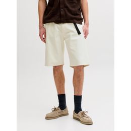 Jack & Jones Bermudas JACK & JONES "JJIALEX JJORIGINAL SHORTS SQ 075", Herren, Gr. S, N-Gr, cloud dancer, Web, Obermaterial: 100% Baumwolle, unifarben, relaxed fit kniebedeckend, Hosen Bermudas