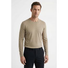 Rundhalspullover OLYMP "OLYMP Strick Casual", Herren, Gr. M, braun (camelfarben), Obermaterial: 100% Baumwolle, schmal, Rundhals, Pullover Rundhalspullover, Crew Neck