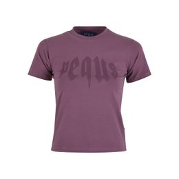 T-Shirt PEQUS "PEQUS PEQUS Fitted Mythic Logo T-shirt", Damen, Gr. L, berry, 100% Baumwolle, bedruckt, normal, Rundhals, Shirts T-Shirt