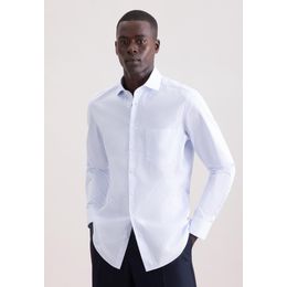 Businesshemd Seidensticker, Herren, Gr. S (38), normale &Auml;rmell&auml;ngen, blau, 100% Baumwolle, gestreift, slim fit, 2-Knopf-Manschette, Hemden, Slim 1/1 Kentkragen Gestreift