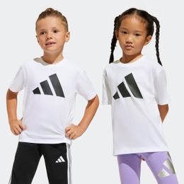 T-Shirt adidas Sportswear "ESSENTIALS KIDS", M&auml;dchen, Gr. 116, schwarz-wei&szlig; (wei&szlig;, schwarz), Obermaterial: 100% Baumwolle, normal, Rundhals, Shirts T-Shirt, sportlicher Stil, Kurzarm, aus Baumwolle