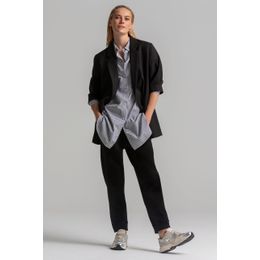 Jackenblazer SENSES.THE LABEL, Damen, Gr. L, schwarz, Material: 84% Polyester, 13% Viskose, 3% Elasthan, Futter: 100% Polyester, unifarben, oversize normal, V-Ausschnitt, eingesetzt gerader Abschluss, Blazer, mit Reverskragen