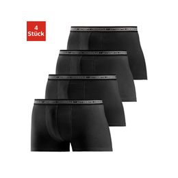 Boxer AUTHENTIC UNDERWEAR "Boxershorts f&uuml;r Herren", Herren, Gr. 5M, 4 Stk., schwarz, Jersey, Obermaterial: 95% Baumwolle, 5% Elasthan, unifarben, k&ouml;rpernah, Unterhosen, schwarzer Webbund mit Logoschriftzug