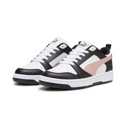 Sneaker Puma "Rebound V6 Low Sneakers Erwachsene", Damen, Gr. 42.5, pink (wei&szlig; future pink schwarz), Obermaterial: Textil, Synthetik. Futter: Textil. Innensohle: Textil. Laufsohle: Gummi, Schuhe Sneaker